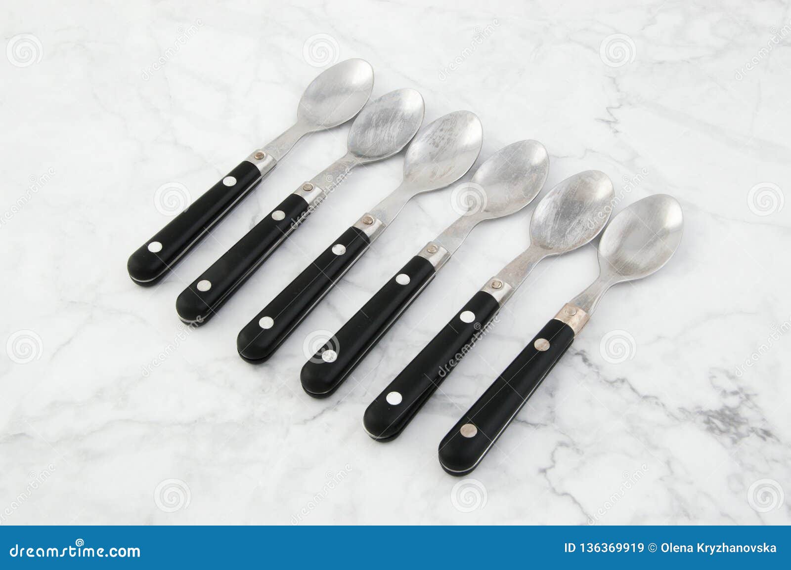 Spoons on White Gray Background Stock Image - Image of metal ...
