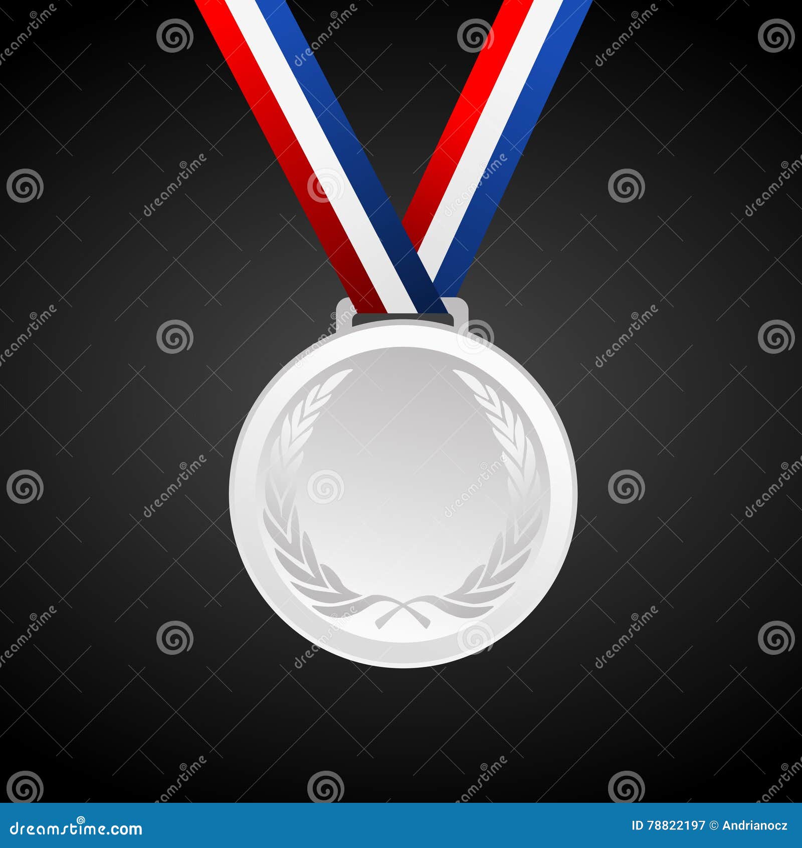 Silver Blank Award Medal with Ribbon Stock Vector - Illustration of ...