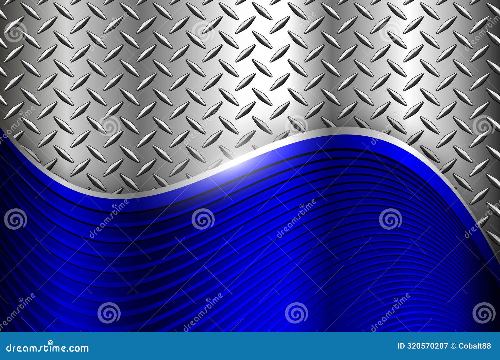Silver Blue Abstract Background with Wavy Pattern and Diamond Plate ...