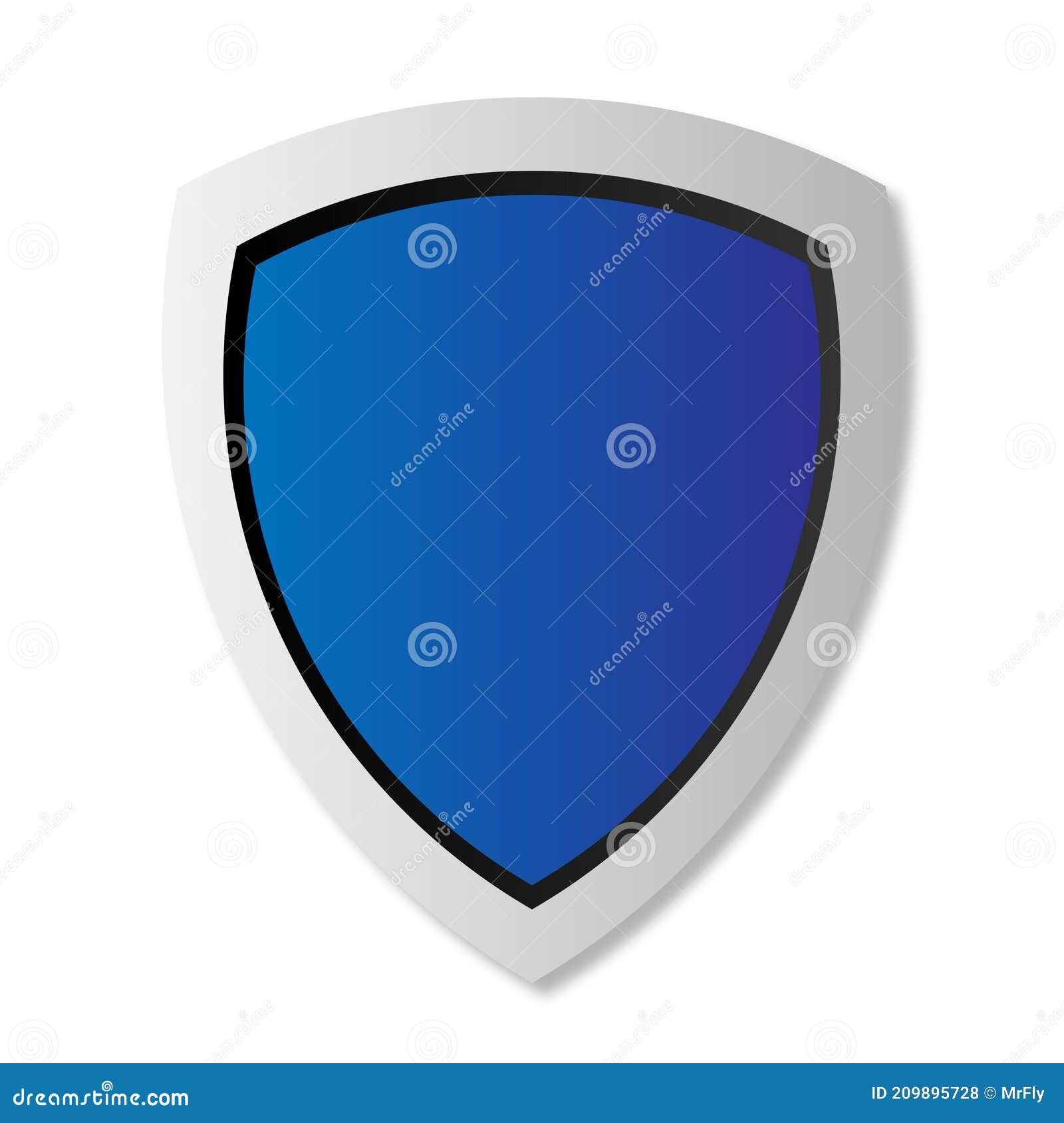 SIlver and Blue Blank Shield Template, Vector Illustration Stock Vector ...