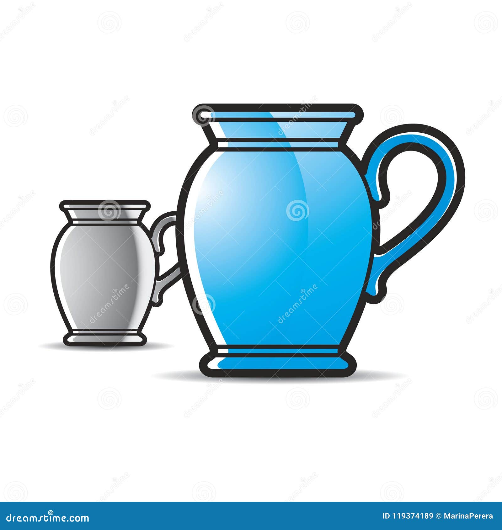 Two Pots with Handles on Smooth Shadow Stock Vector - Illustration of ...