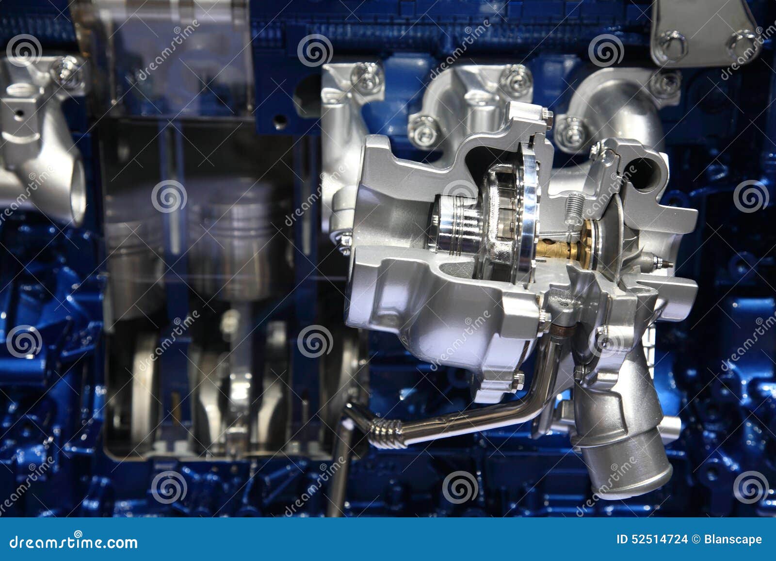 Silver and Blue Engine of Modern Car Stock Photo - Image of automotive ...