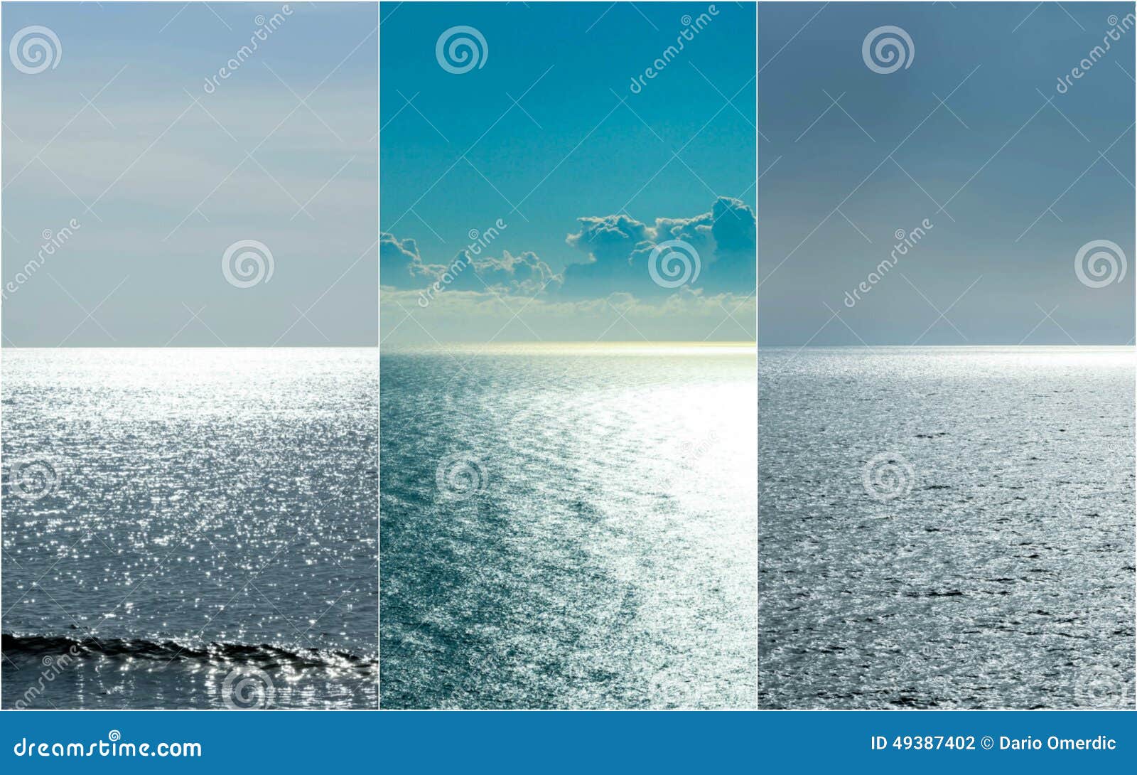 Silver Blue Ocean Triptych stock photo. Image of fantasy - 49387402