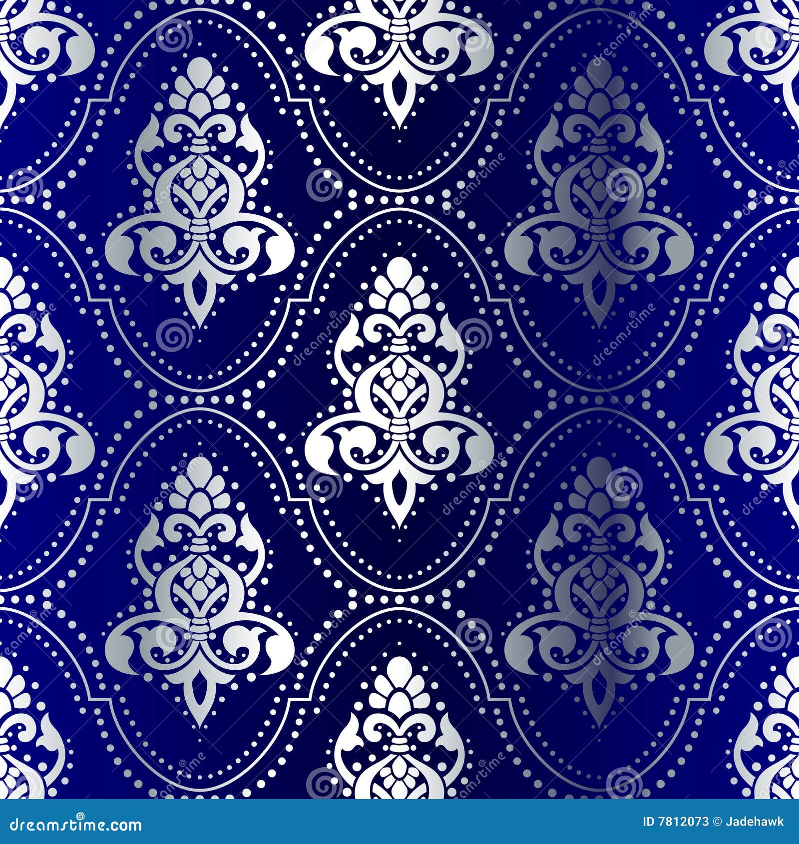 Silver-on-Blue Seamless Indian Pattern with Dots Stock Vector ...