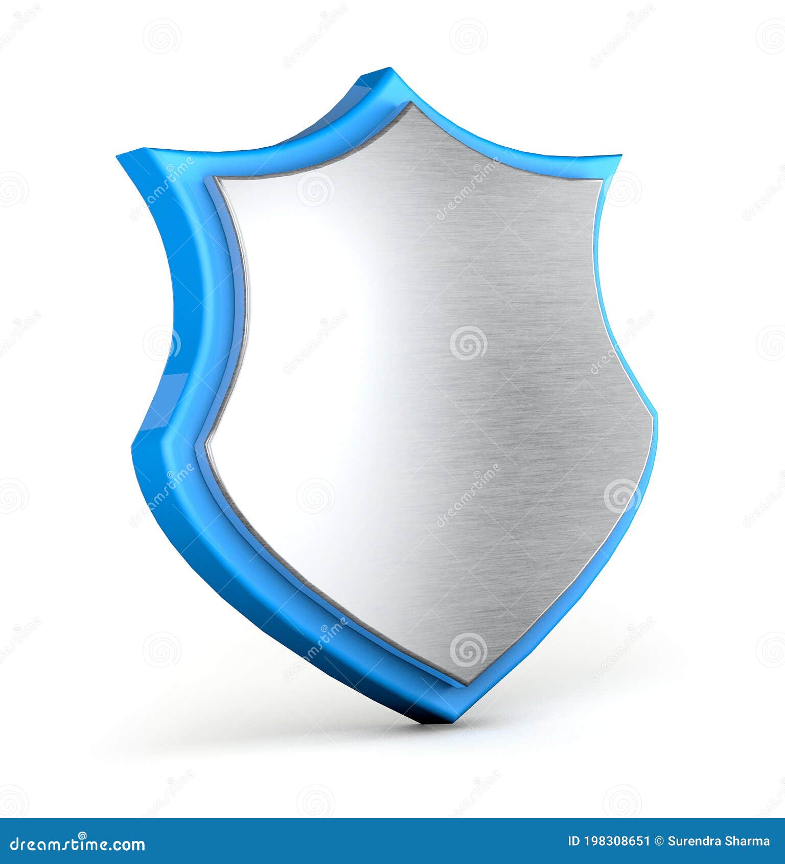 Silver and Blue Shield Isolated on White Background. Shield Security 3d ...