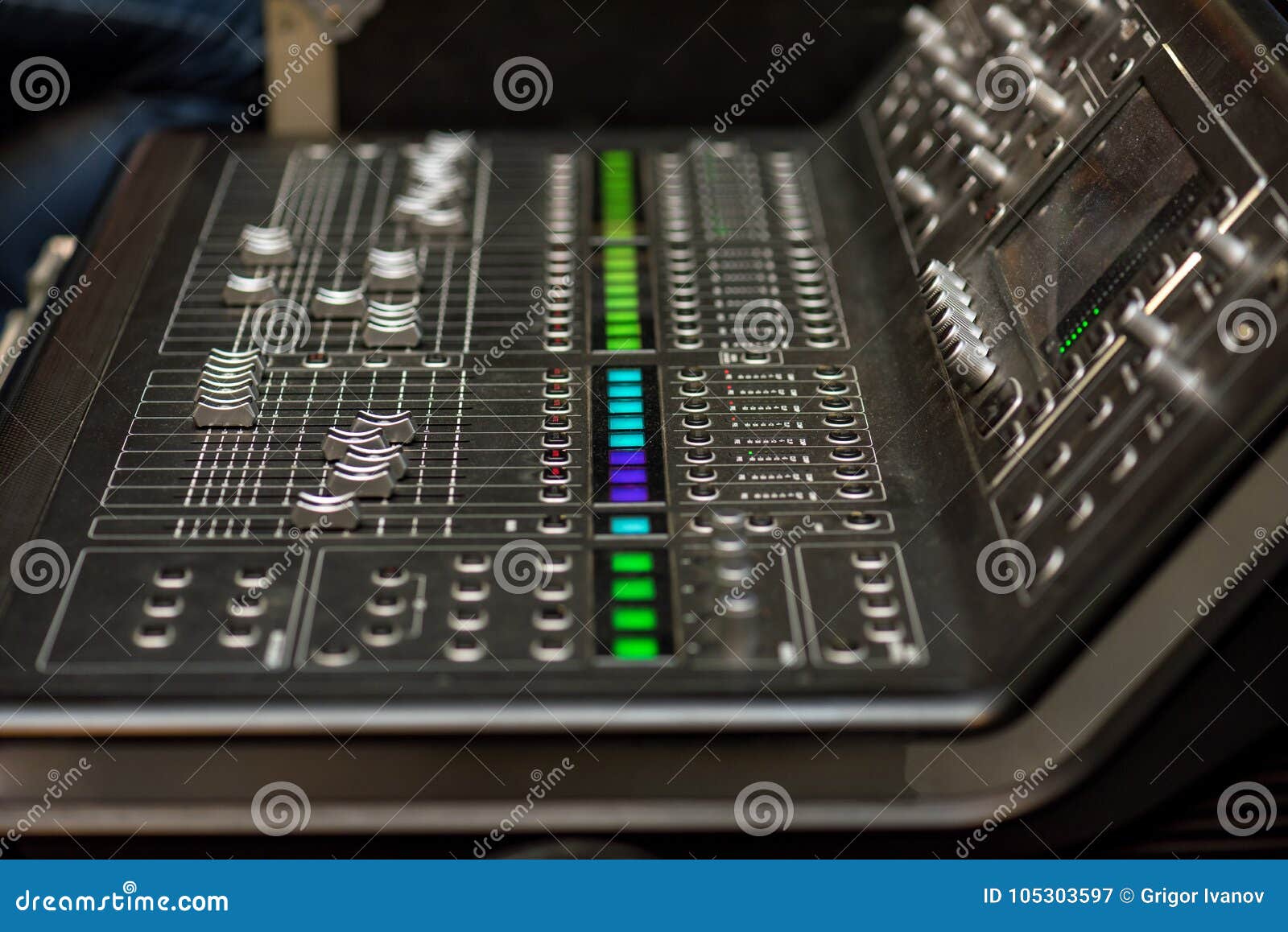 Stage Controller with Sliders. Stock Image - Image of concert, blur ...
