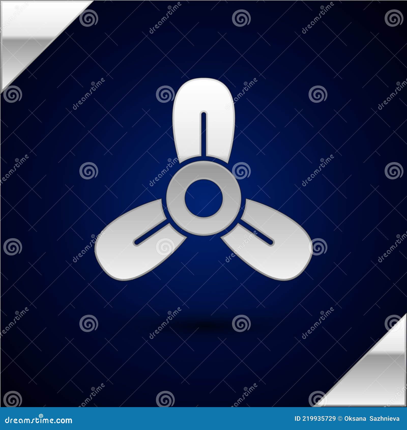 Silver Boat Propeller, Turbine Icon Isolated on Dark Blue Background ...