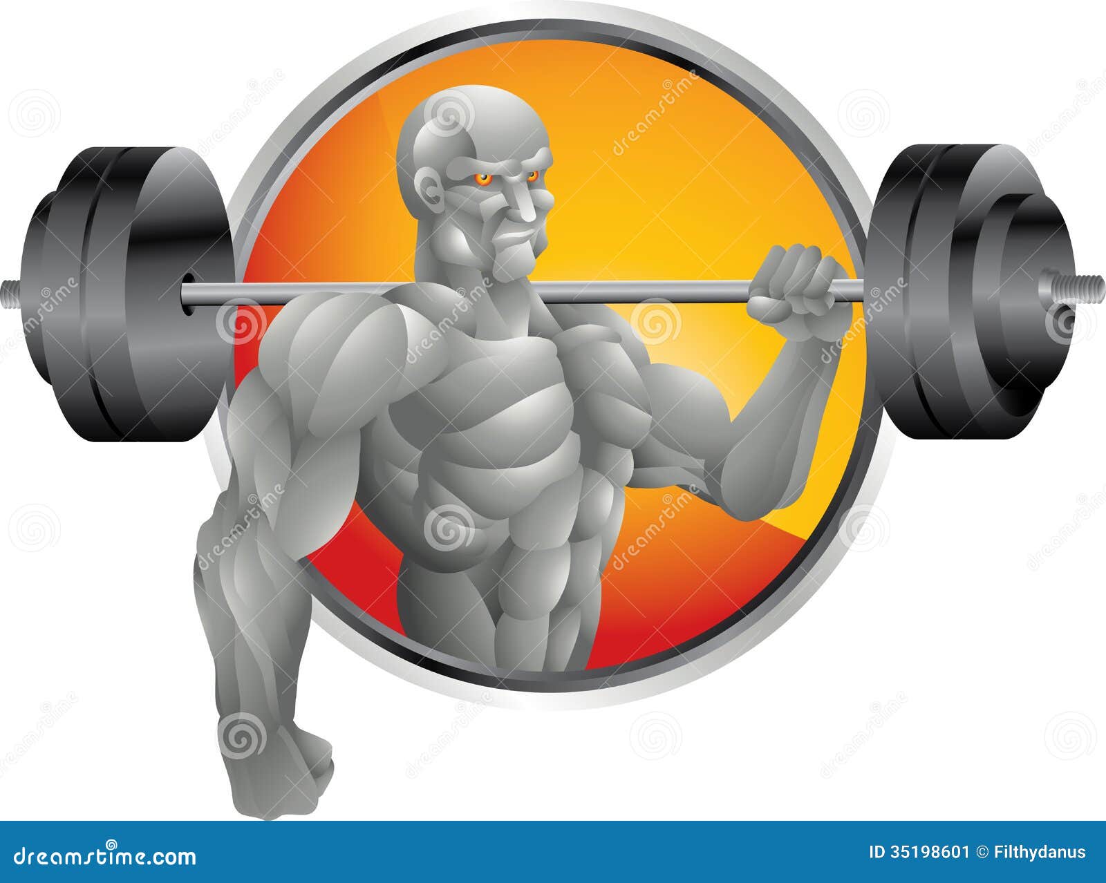 Silver Bodybuilder With Weights Background Cartoon Vector ...