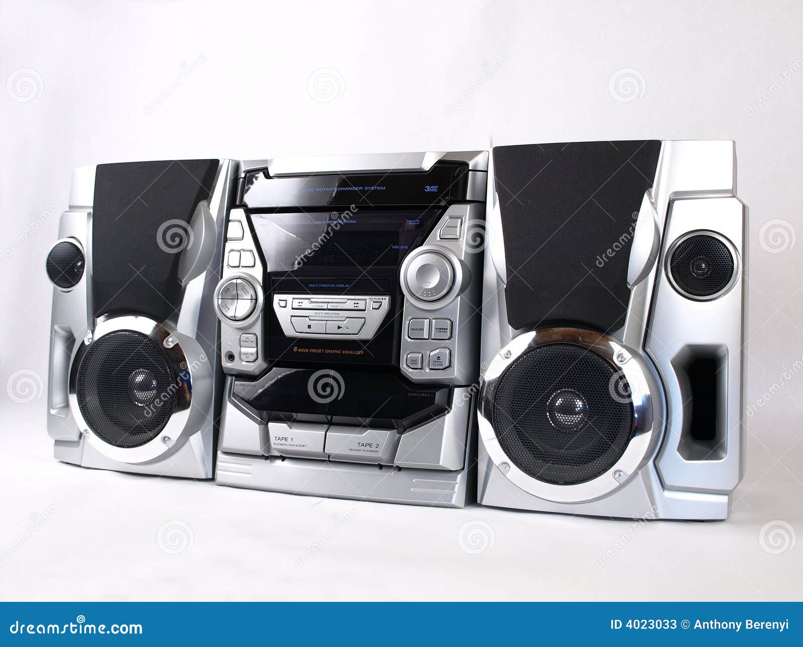 Silver Boom Box Stereo Angle Stock Image - Image of digital, sound: 4023033