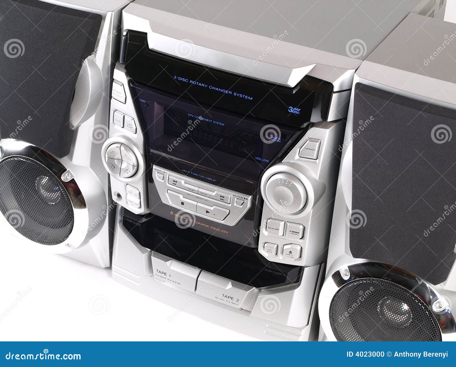 Silver Boom Box Stereo Angle Close Up Stock Photo - Image of disk ...