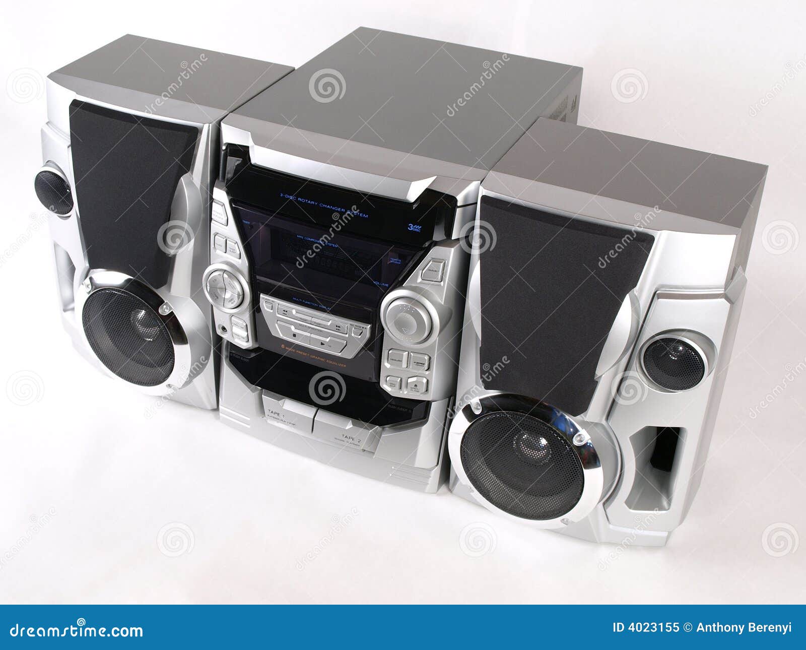 Silver Boom Box Stereo Top Angle Stock Image - Image of audio, music ...