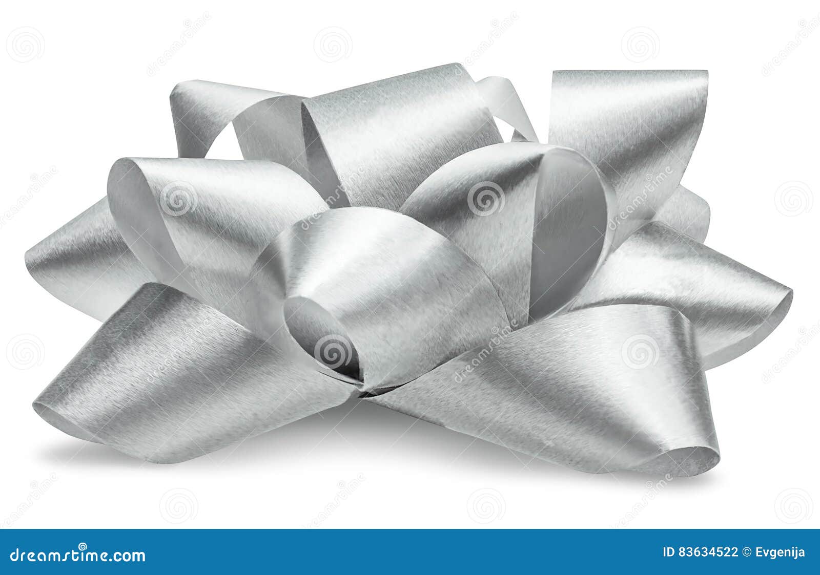 Silver Bow Isolated with Path Stock Photo - Image of closeup, present ...