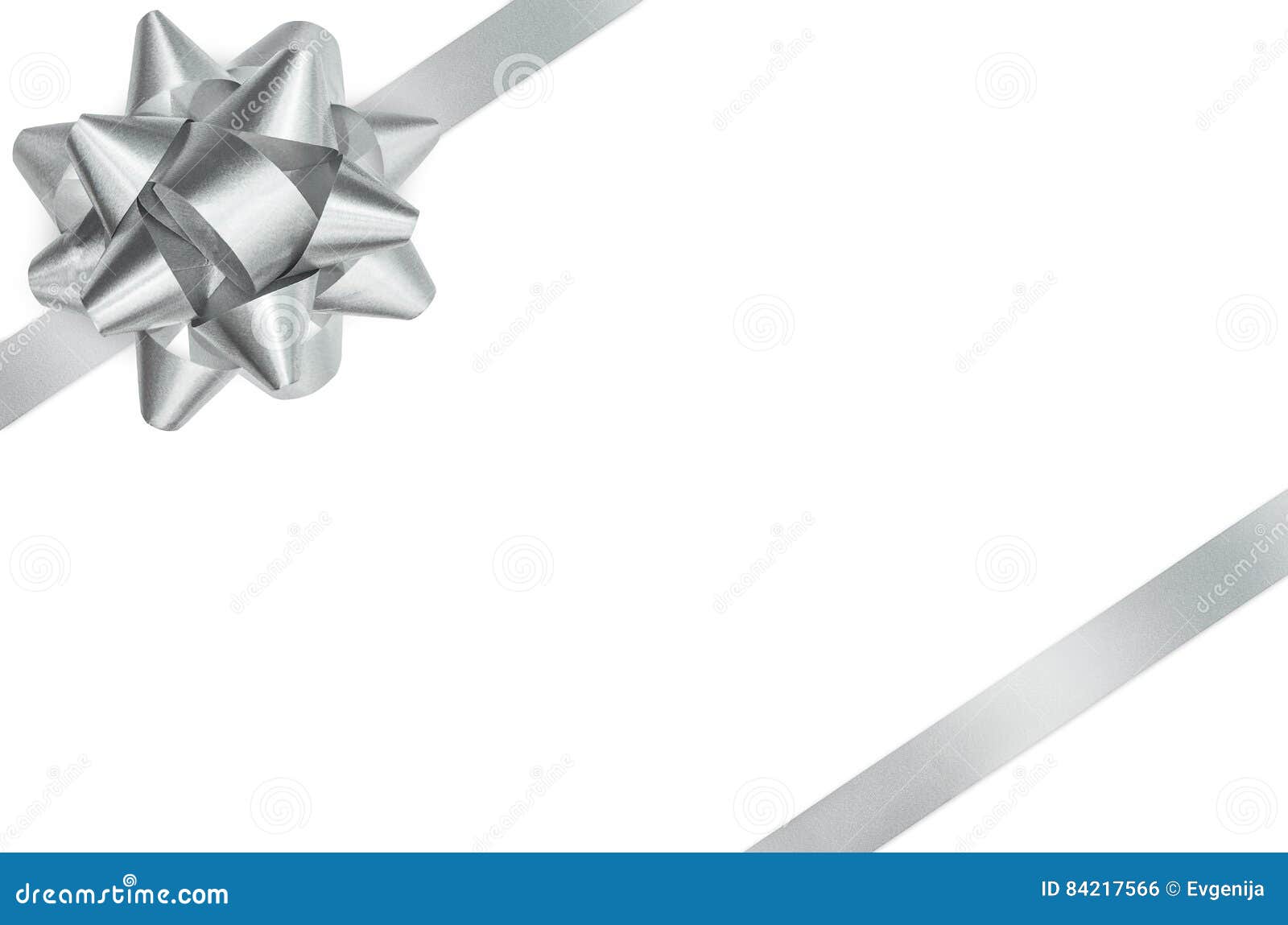 Silver Bow With Ribbon In The Lower Right Corner. Close Up. Isolated On ...