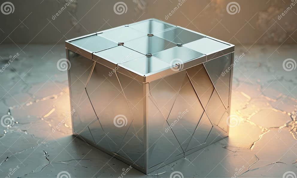 A Silver Box with a Square Top Sits on a Marble Floor. Stock ...