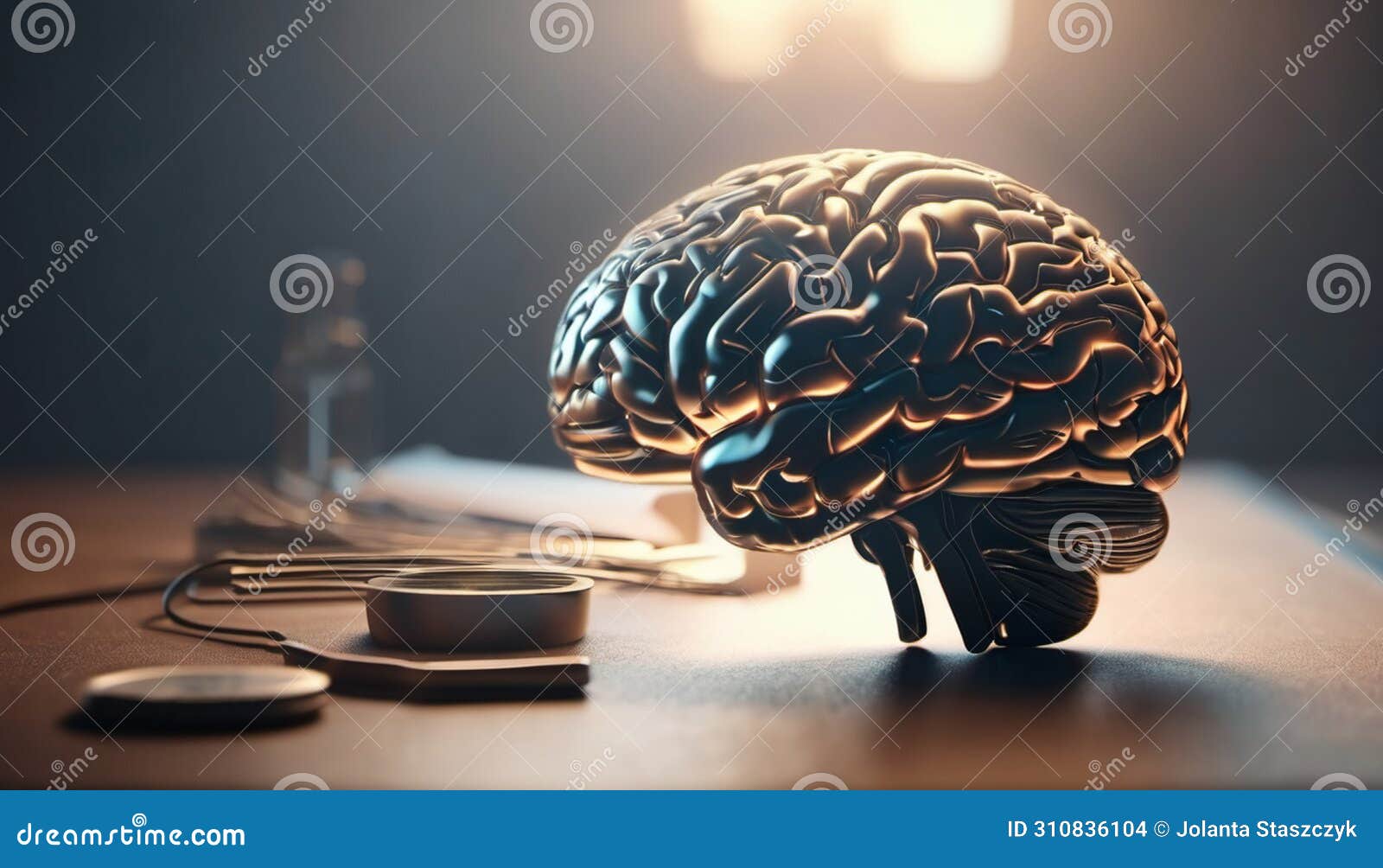 A Brain on a Desk Graphic, Ai Stock Illustration - Illustration of ...