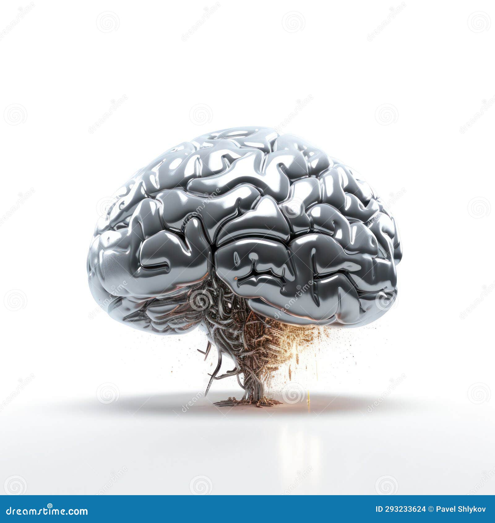 Silver Brains on White Background Stock Illustration - Illustration of ...