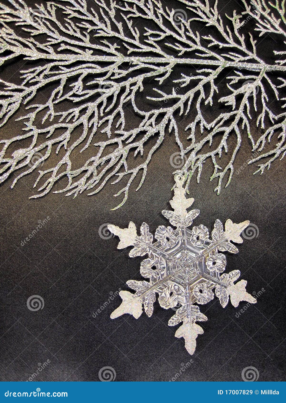 Silver Branch and Snowflake Stock Image - Image of winter, cristmas ...