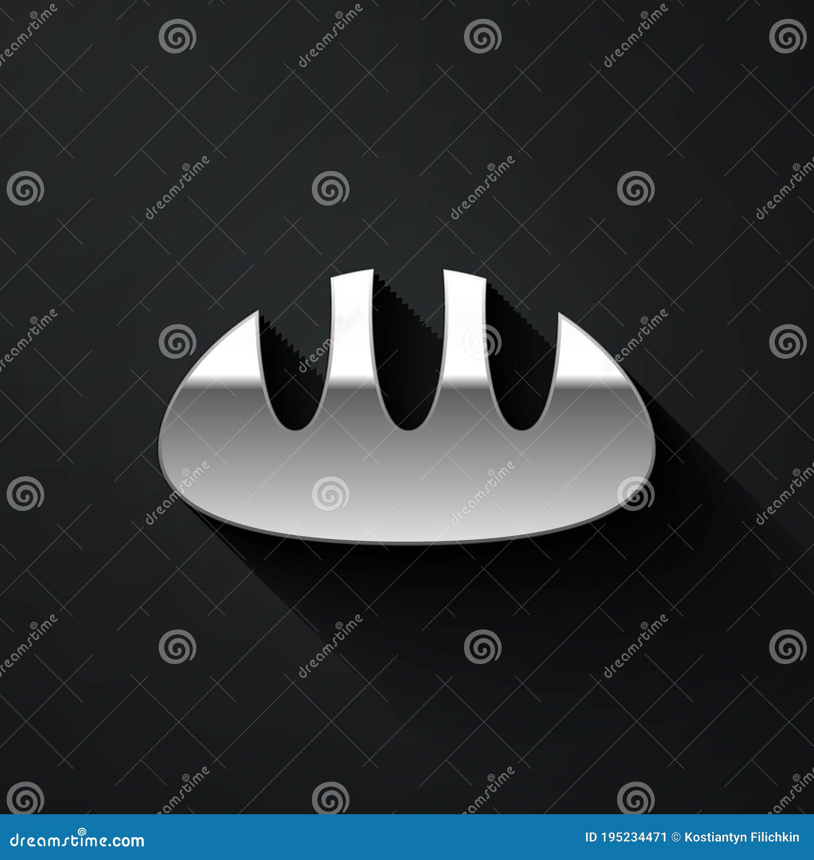 Silver Bread Loaf Icon Isolated on Black Background. Long Shadow Style ...
