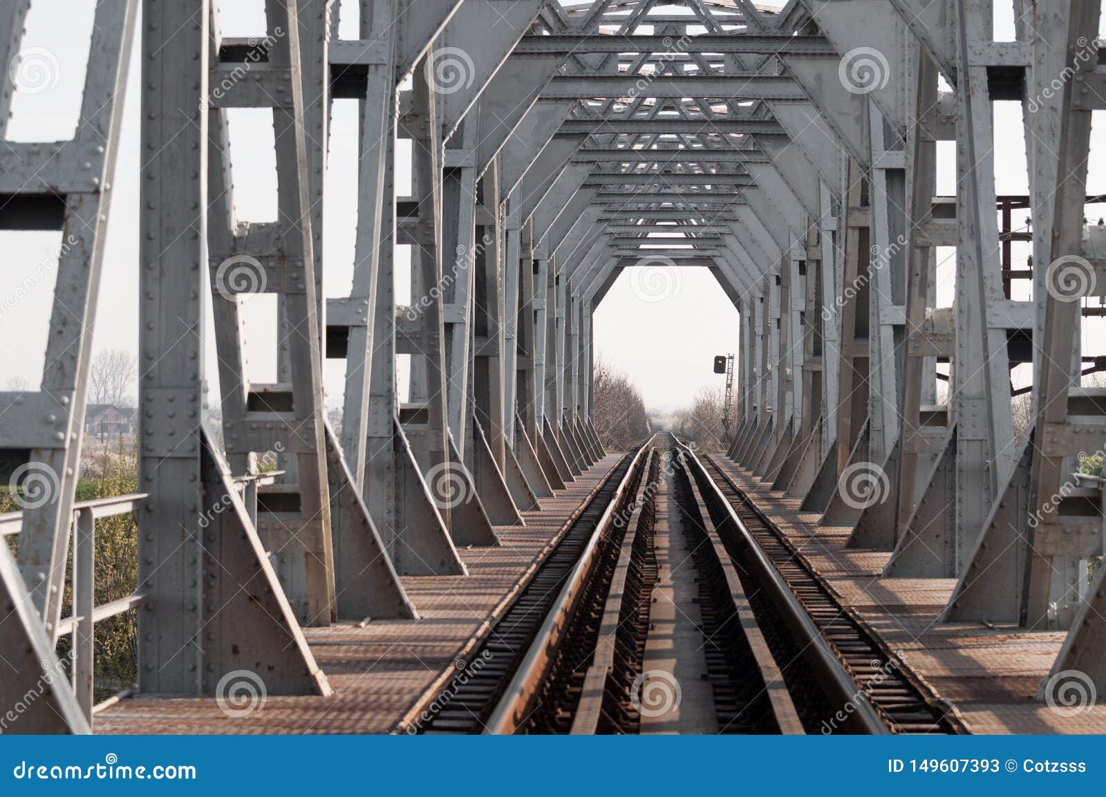 Silver Bridge Crossing Colorado River Grand Canyon Royalty-Free Stock ...