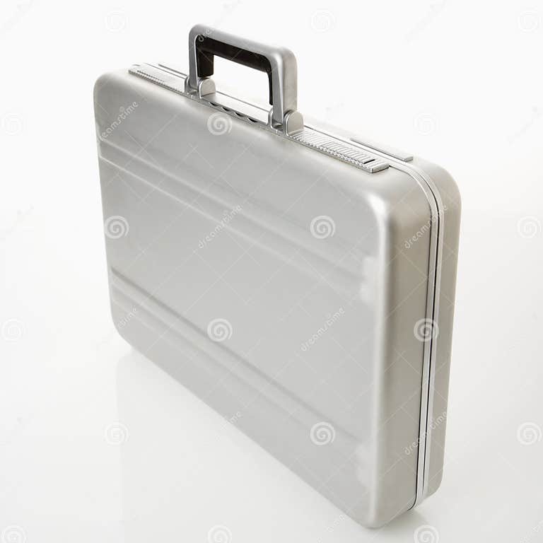 Silver briefcase. stock photo. Image of white, single - 3532140