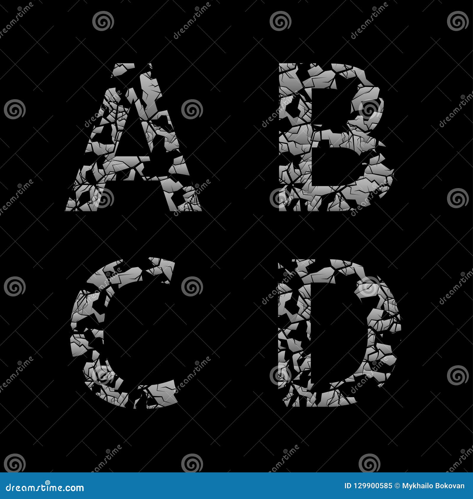 Silver broken letters stock vector. Illustration of silver - 129900585