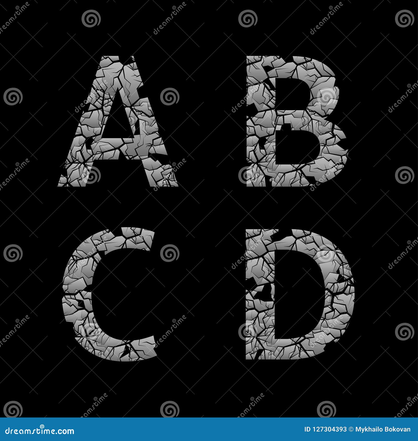 Silver broken letters stock vector. Illustration of explosion - 127304393