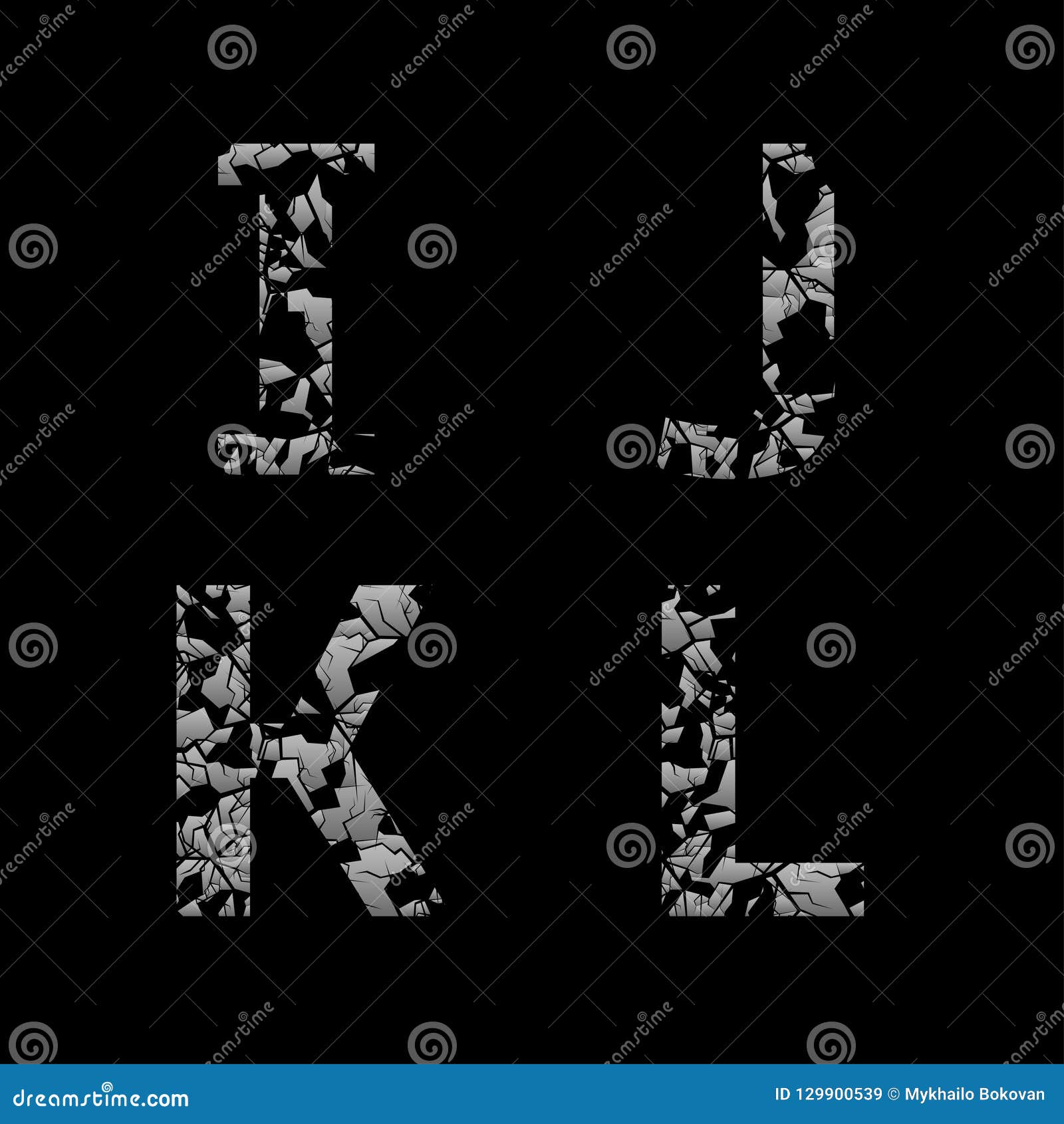 Silver broken letters stock vector. Illustration of broken - 129900539
