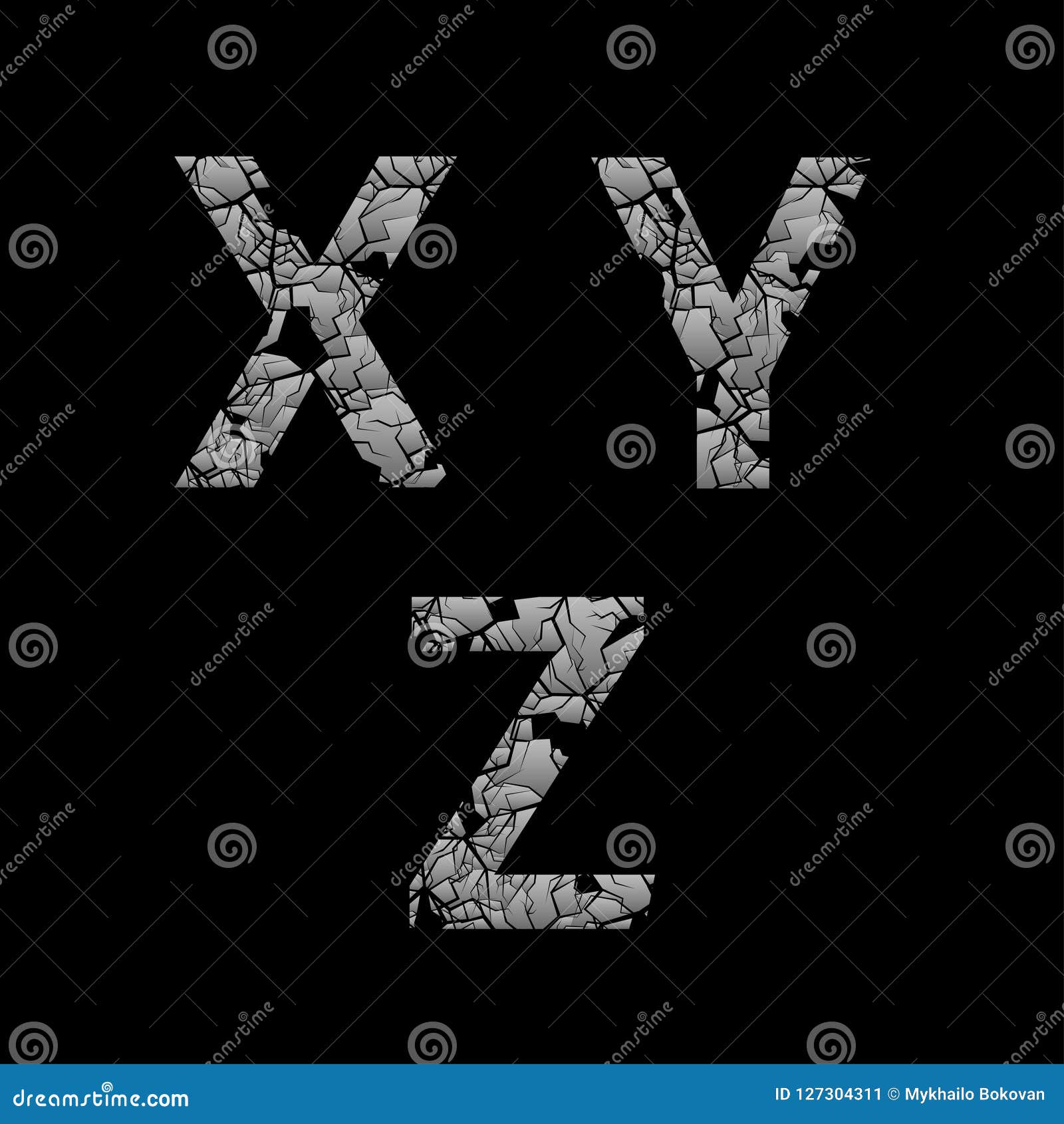 Silver Broken Letters Cartoon Vector | CartoonDealer.com #129900567