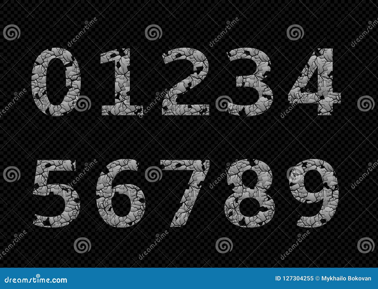 Silver broken numbers stock vector. Illustration of isolated - 127304255