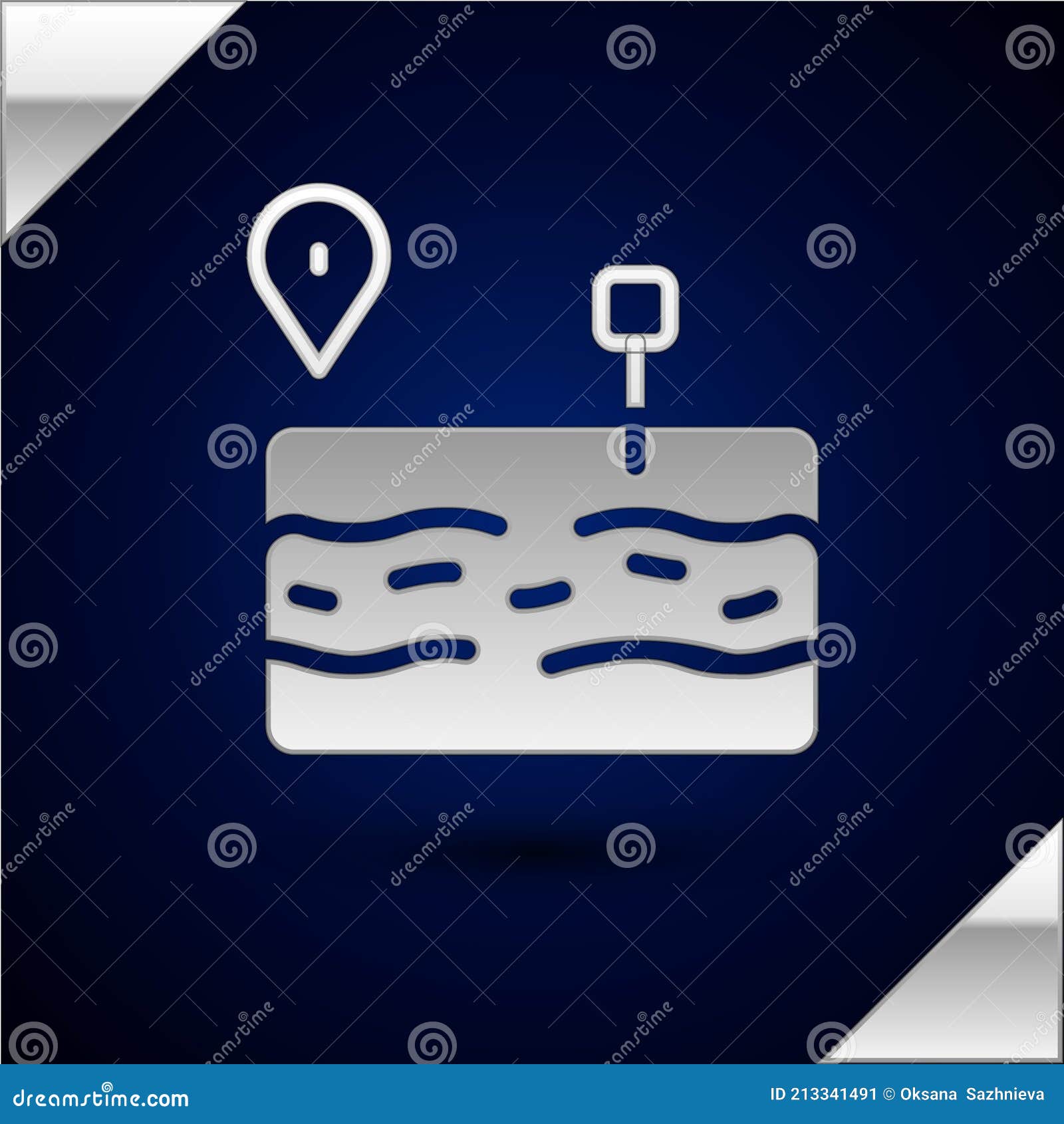 Silver Broken Road Icon Isolated on Dark Blue Background. Vector Stock ...