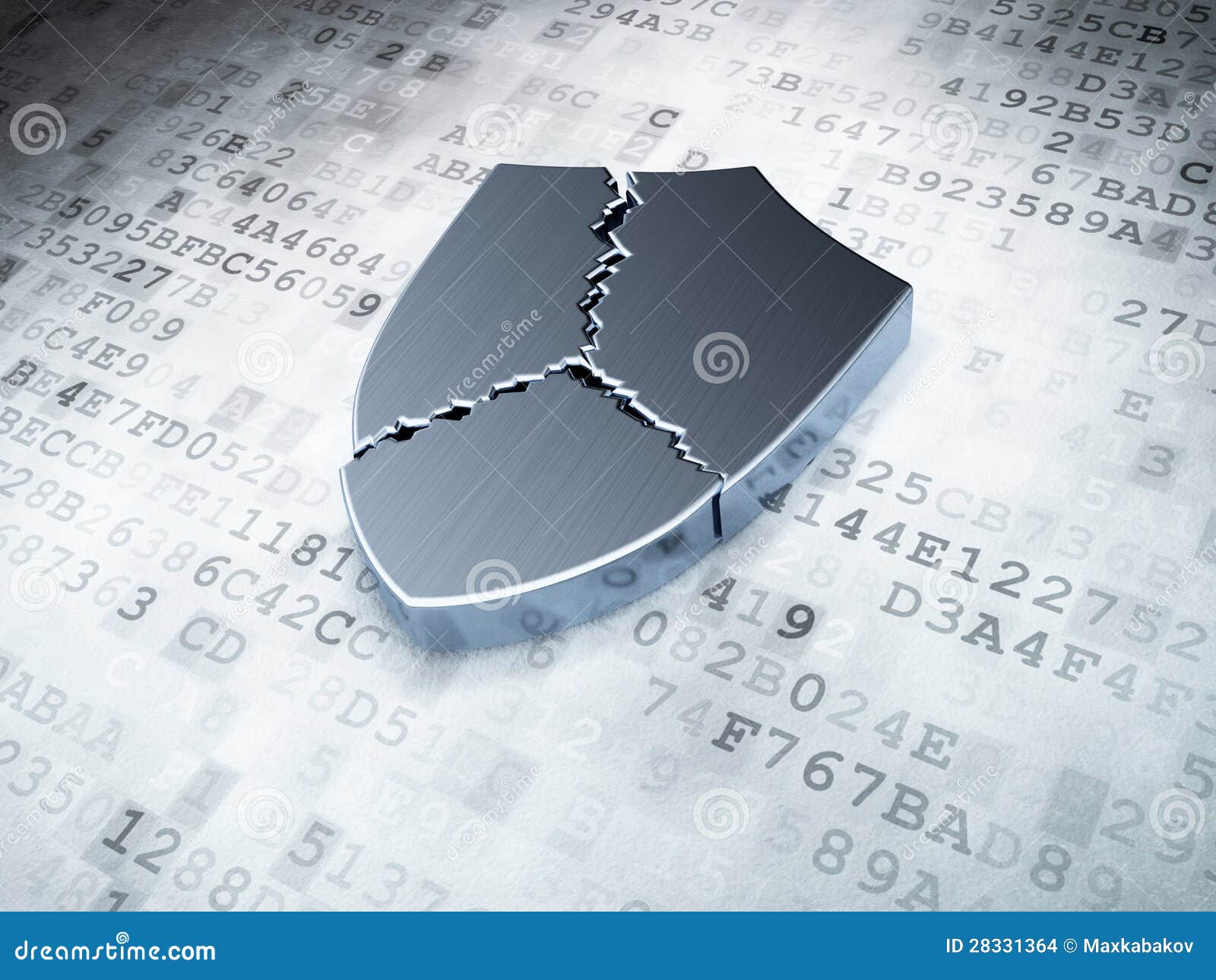 Silver Broken Shield on Digital Background Stock Illustration ...