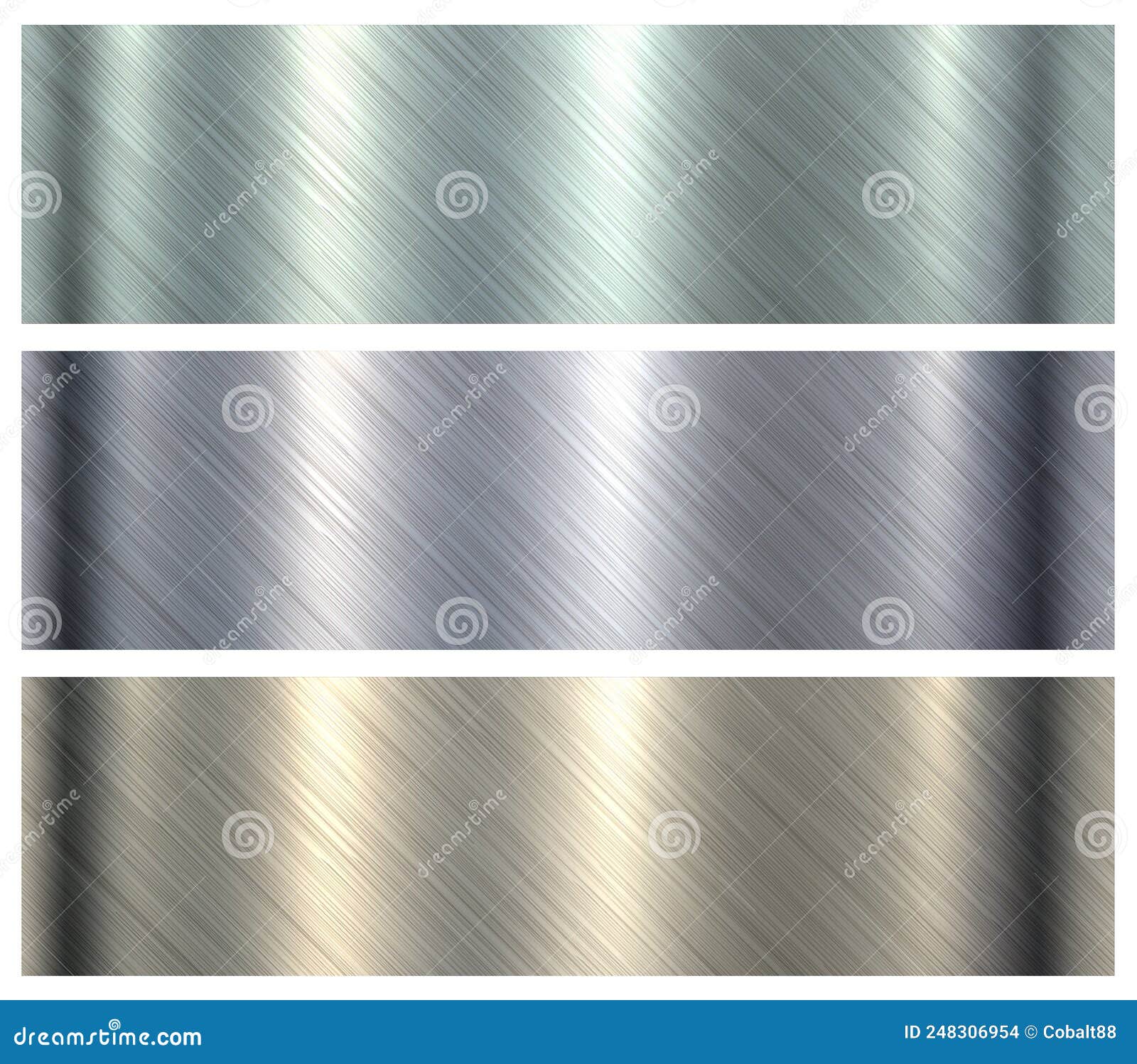 Silver Brushed Metal Textures Set, Shiny Metallic Pattern Stock Vector ...