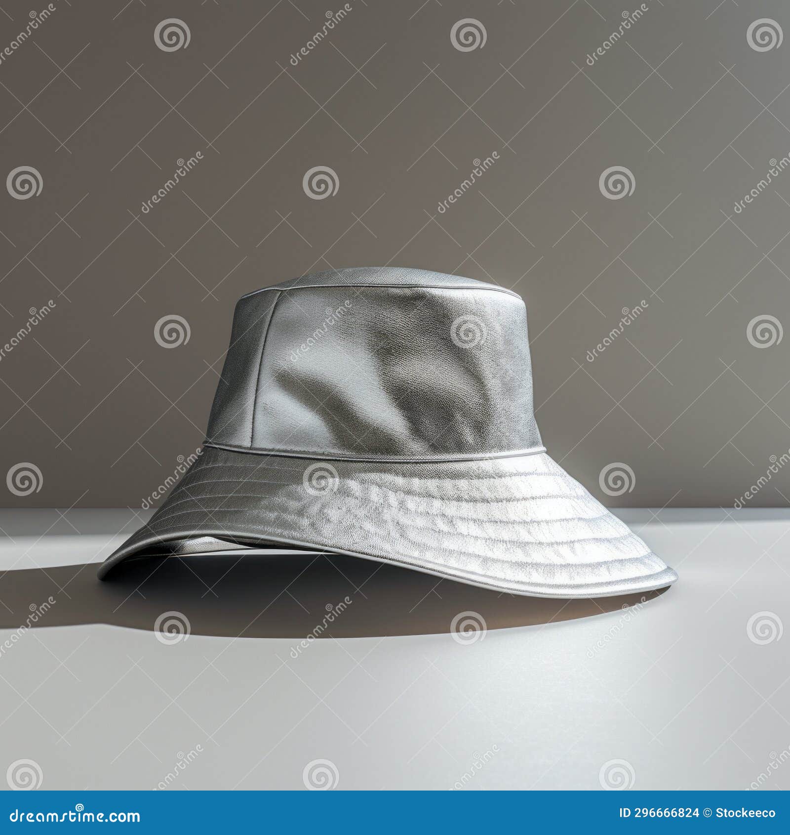 Silver Bucket Hat on White Wall: Vray Tracing with Leatherhide Texture ...