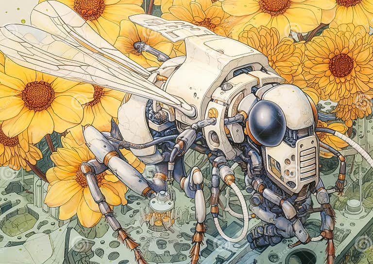 A Silver Bug with Gold Wings is on a White Background. Stock Image ...