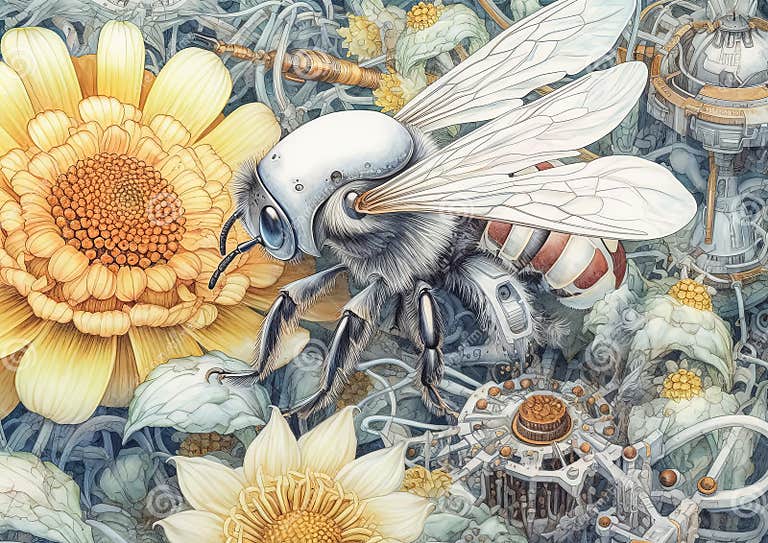 A Silver Bug with Gold Wings is on a White Background. Stock Photo ...