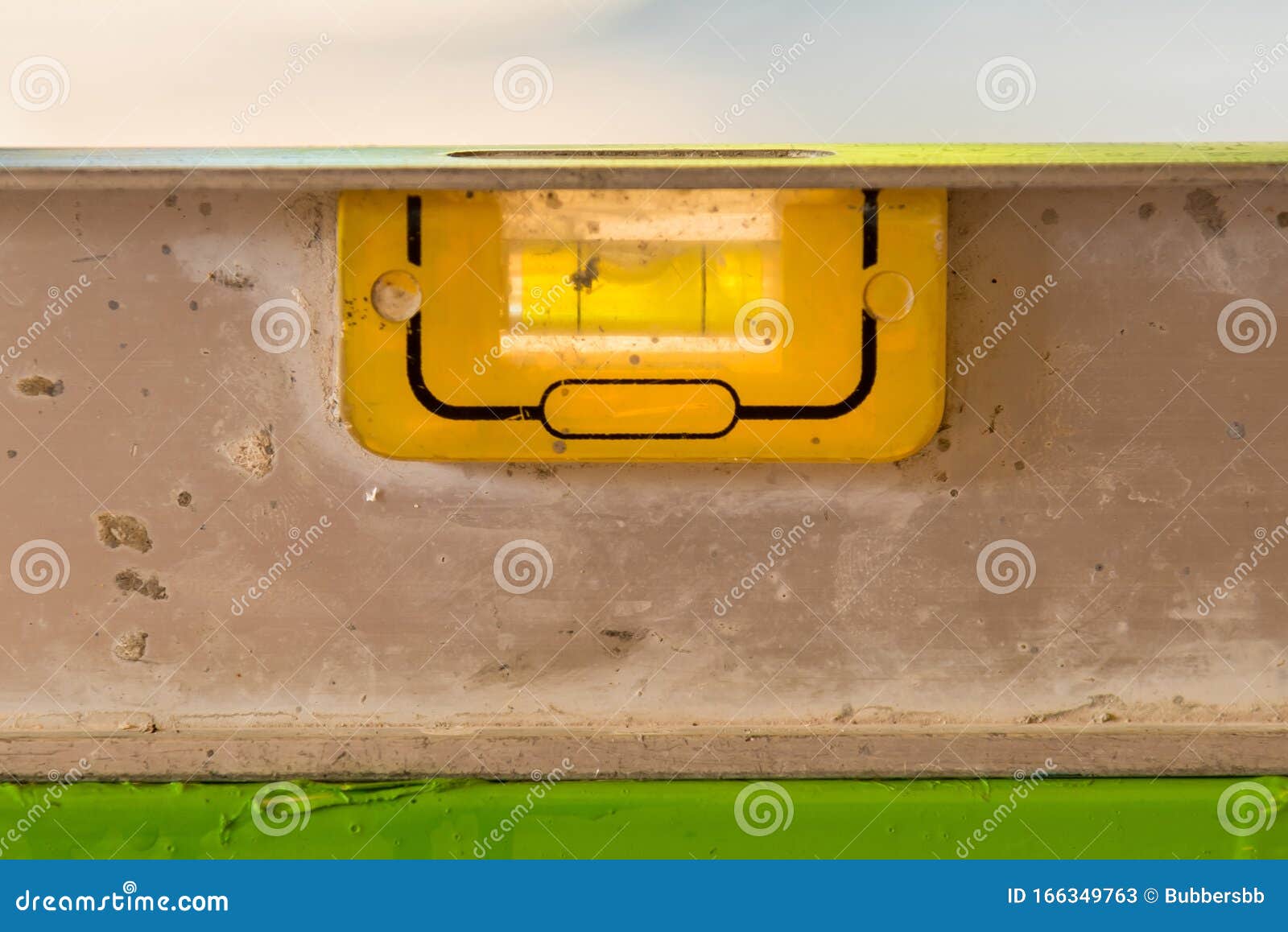 Silver Building Level on Brick Wall. Concept of Construction Stock ...