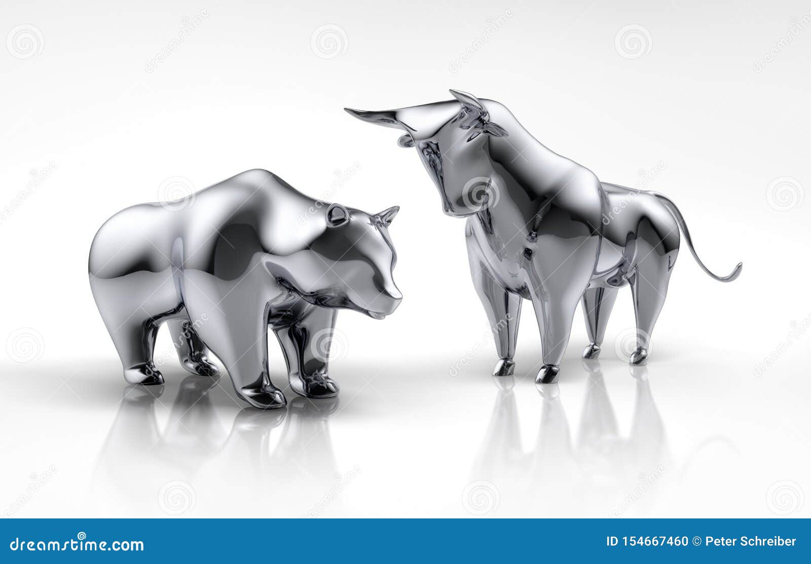 Silver Bull Token Statuette Stock Image | CartoonDealer.com #268717141