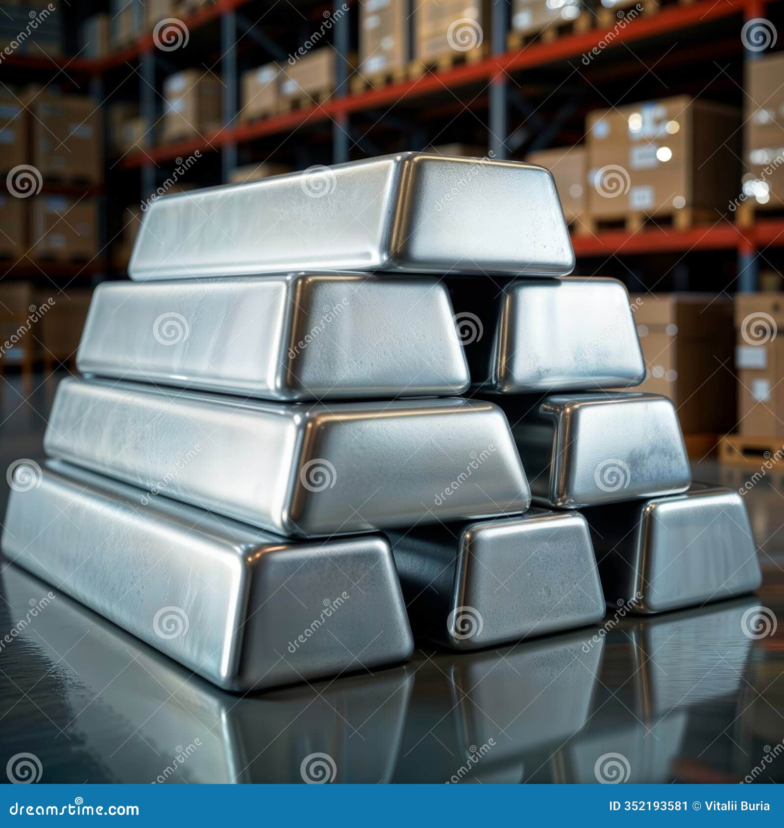 Stack of Shiny Silver Bullion Bars, Generative Ai Stock Illustration ...