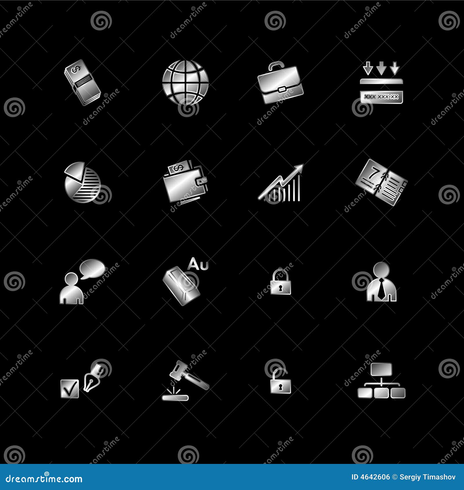 Silver business icons stock vector. Illustration of internet - 4642606