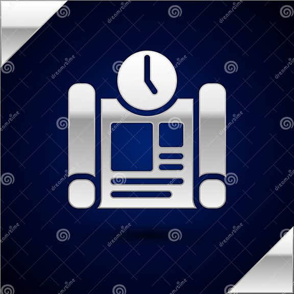 Silver Business Project Time Plan Icon Isolated on Dark Blue Background ...
