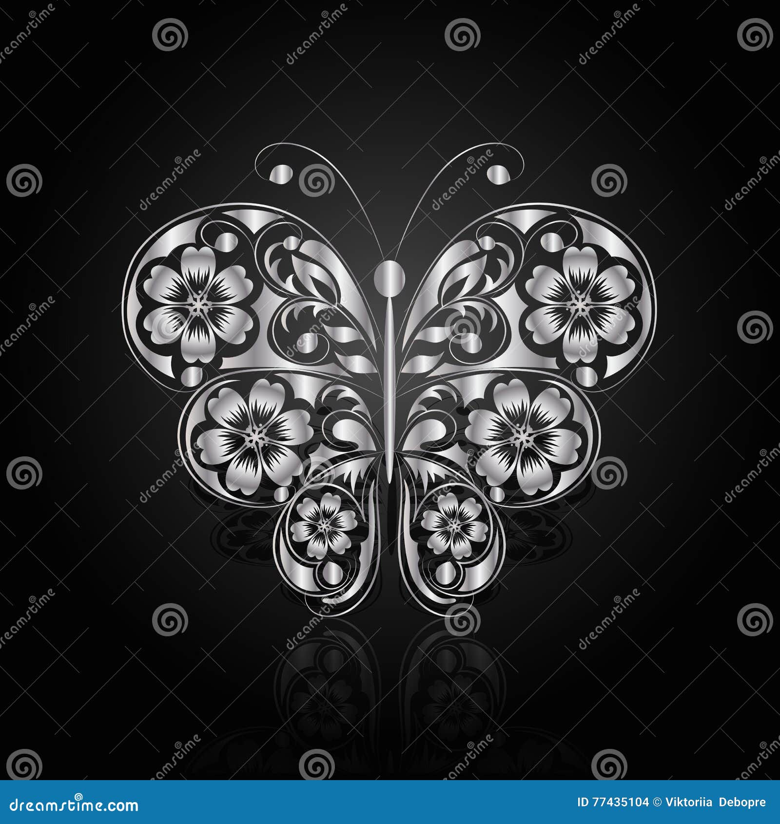 Silver Butterfly Linear Wavy Abstract On A Black Background. Angel ...