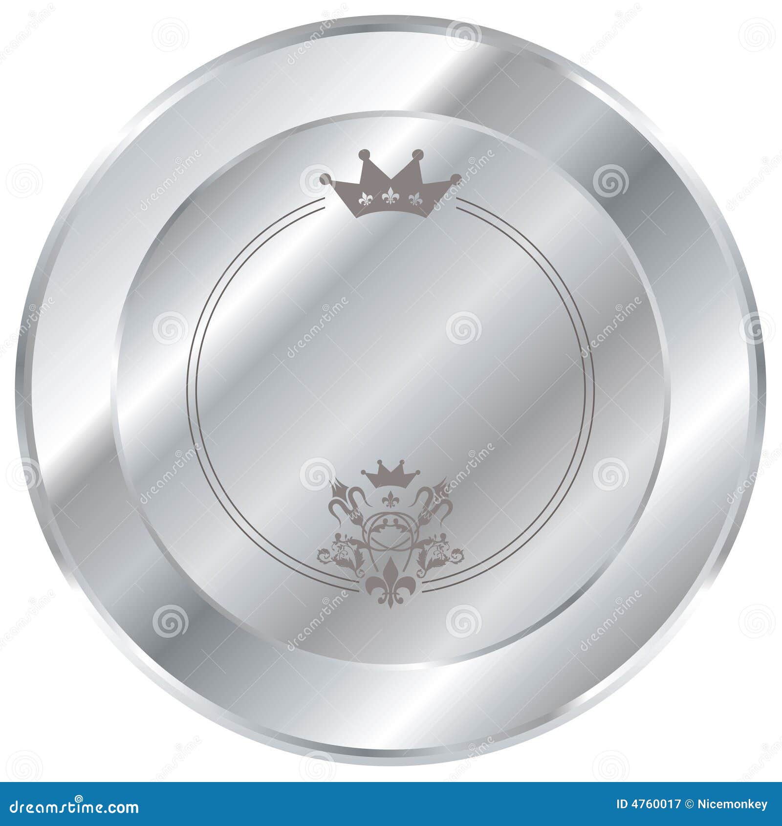 Silver button stock vector. Illustration of crown, bevel - 4760017