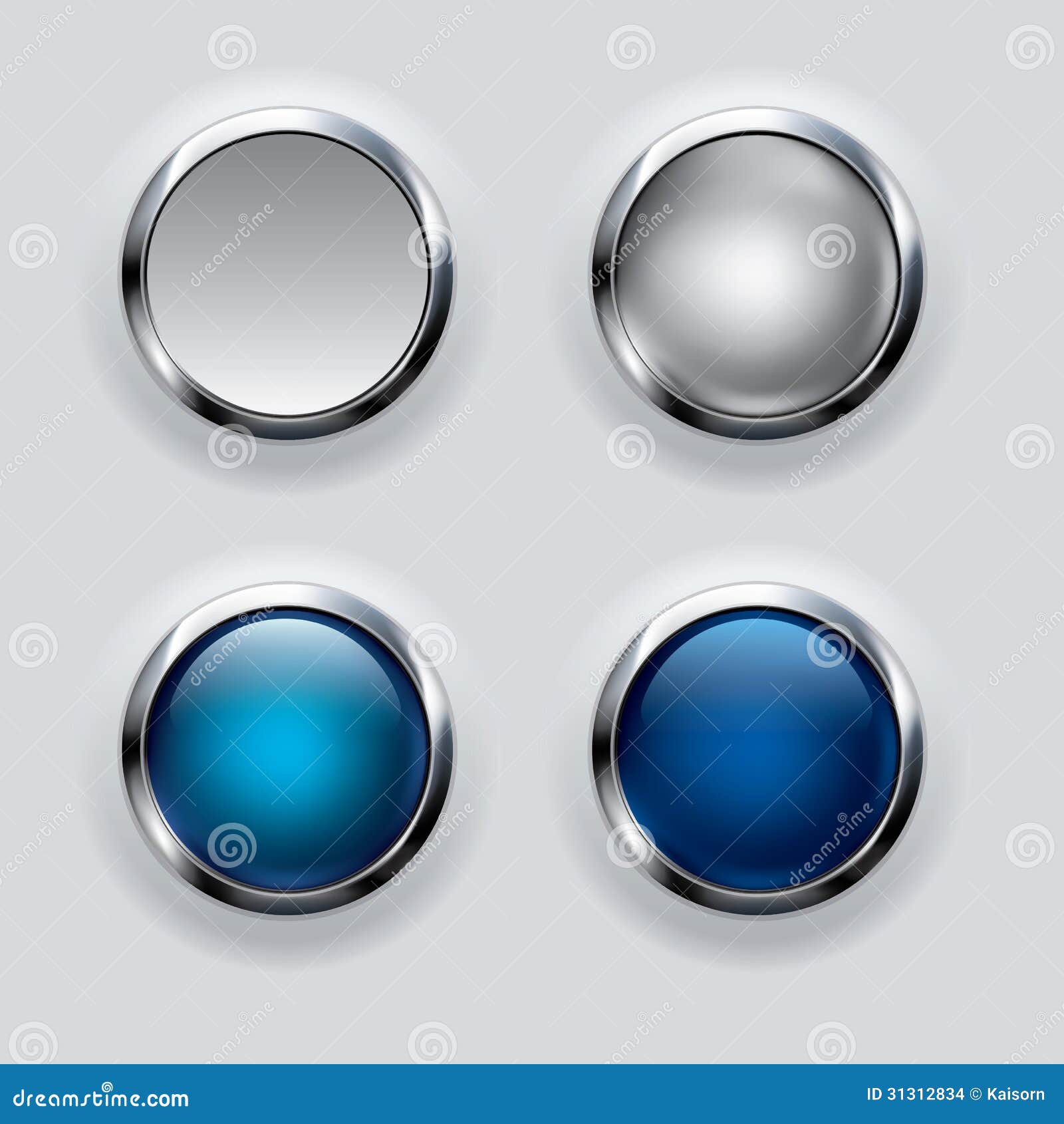 Silver Button On Gray Background. Vector Illustration | CartoonDealer ...