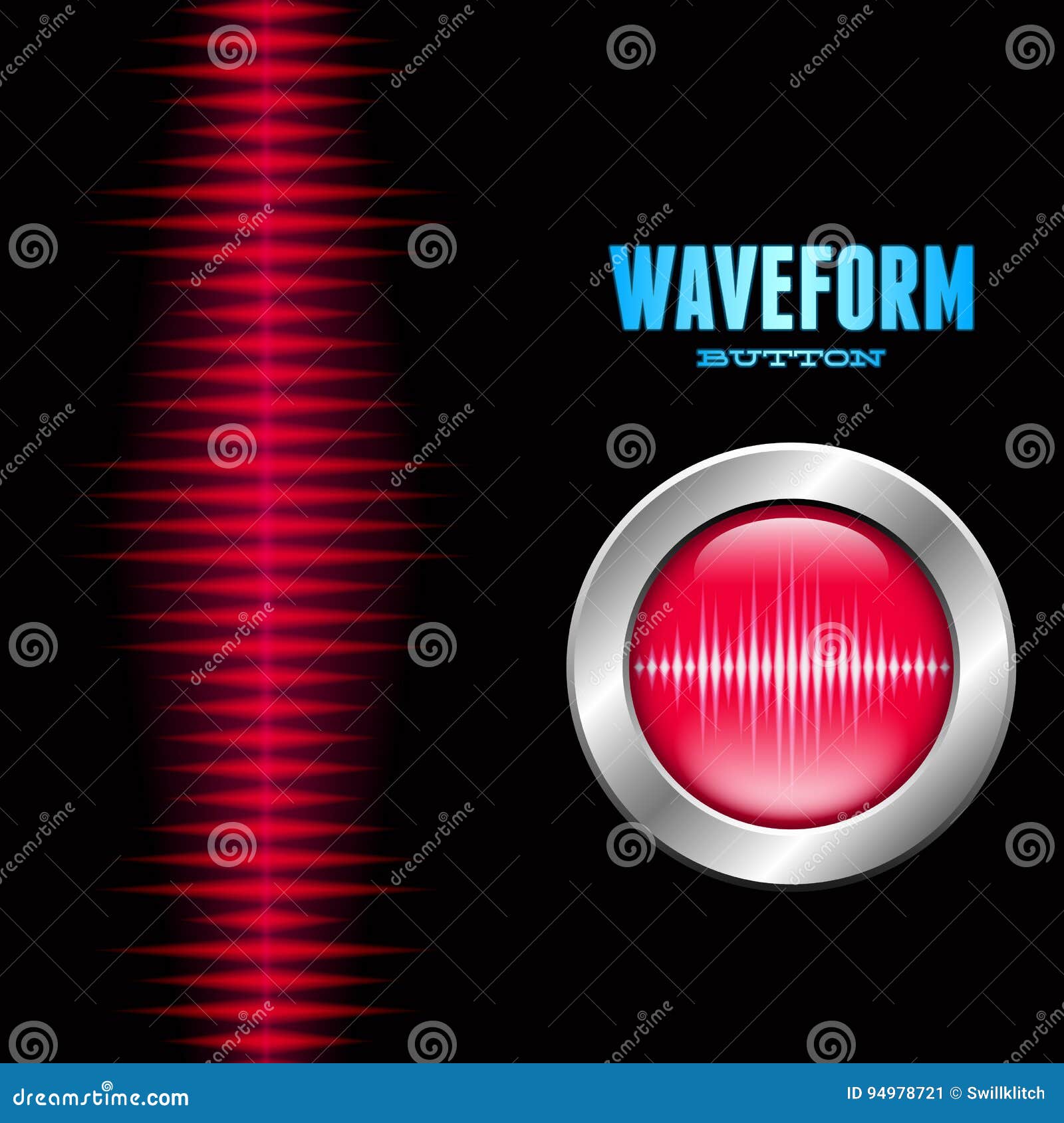 Silver Button with Sound Waveform Sign Stock Vector - Illustration of ...