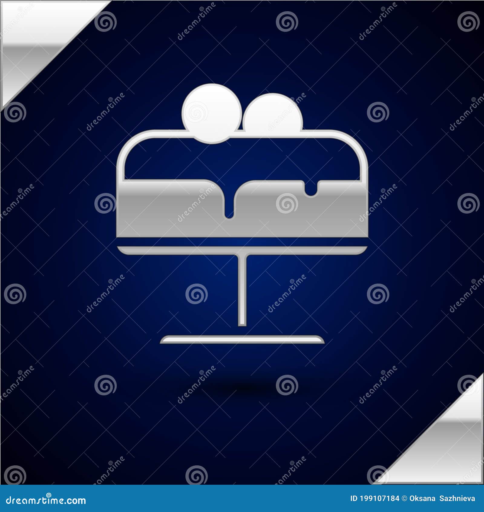 Silver Cake on Plate Icon Isolated on Dark Blue Background. Happy ...