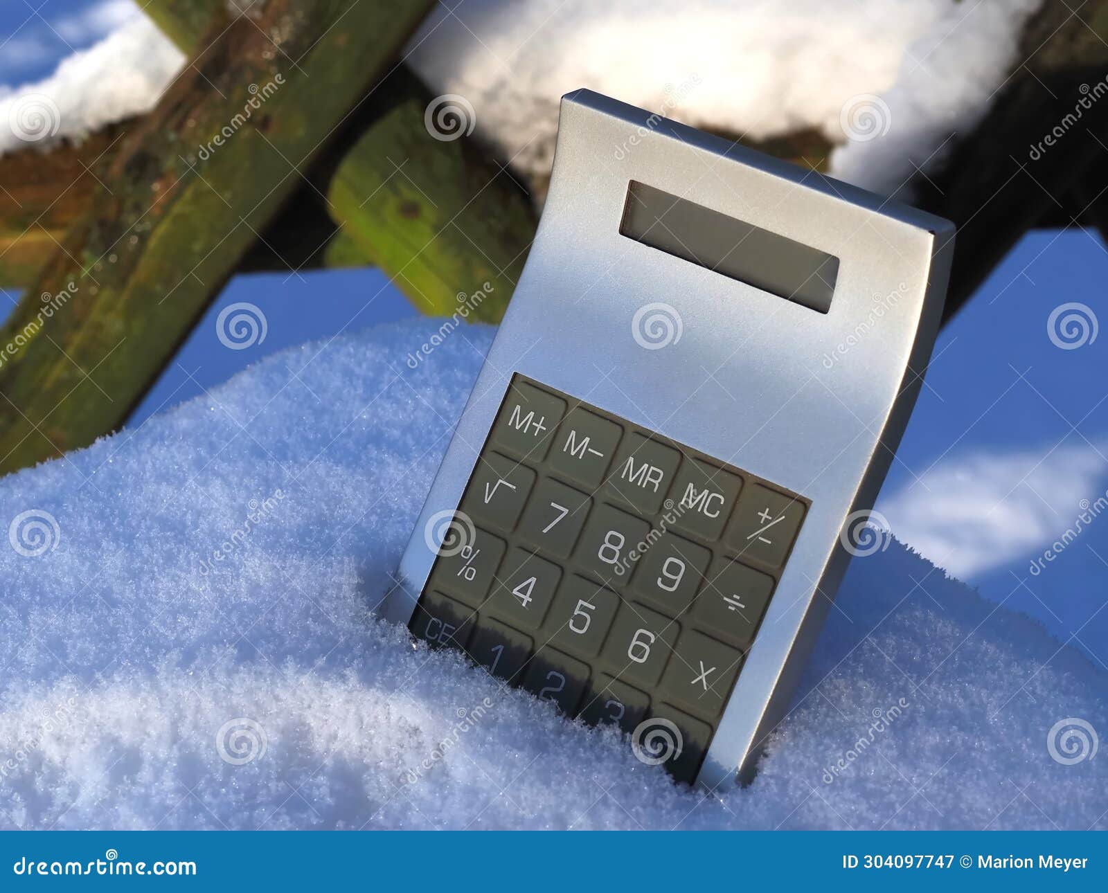 Silver Calculator with Keys in the Snow Stock Image - Image of stream ...