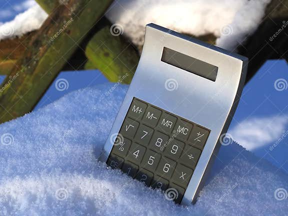 Silver Calculator with Keys in the Snow Stock Image - Image of stream ...