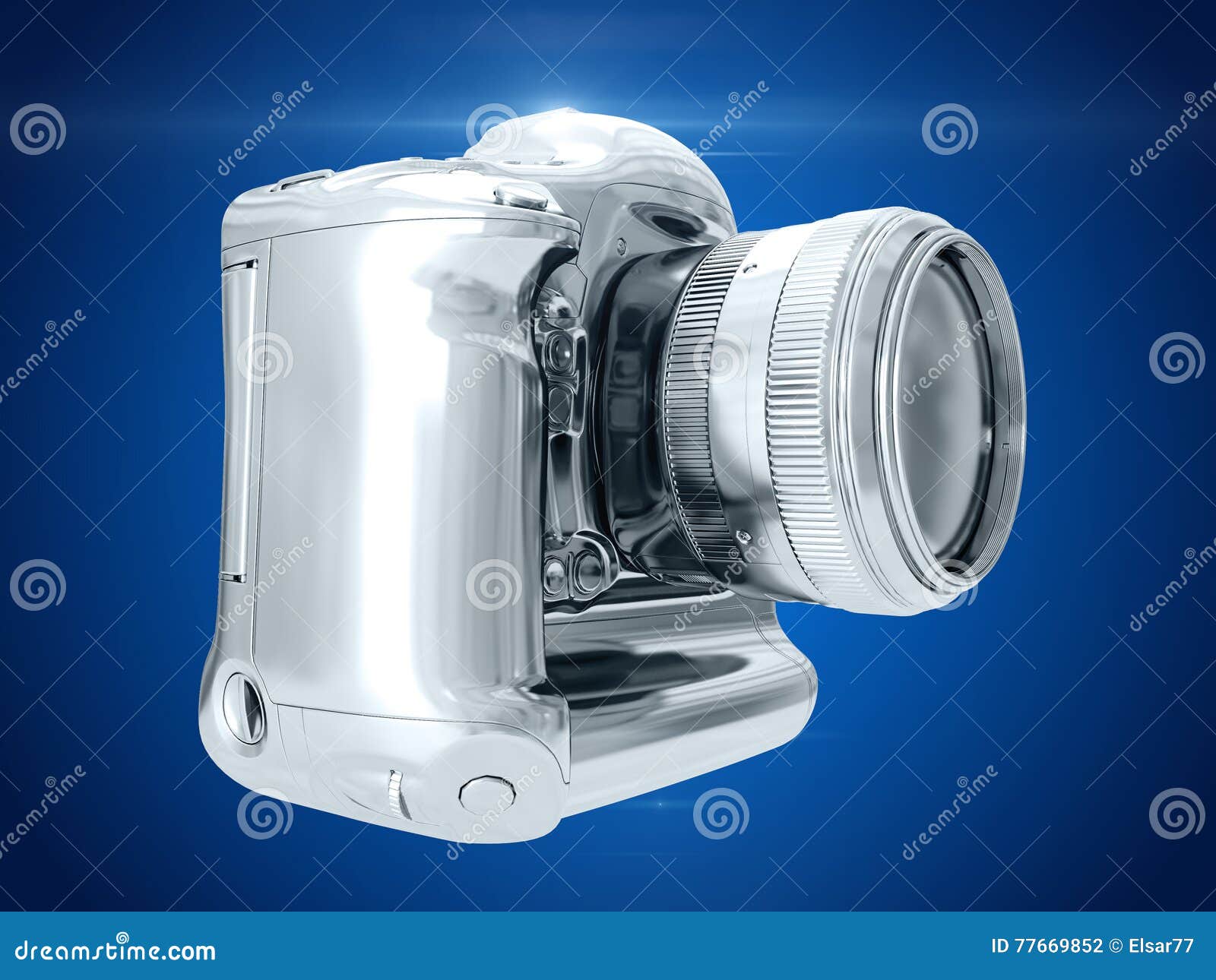 Silver Camera. 3D Rendering Stock Photo - Image of blue, electronic ...