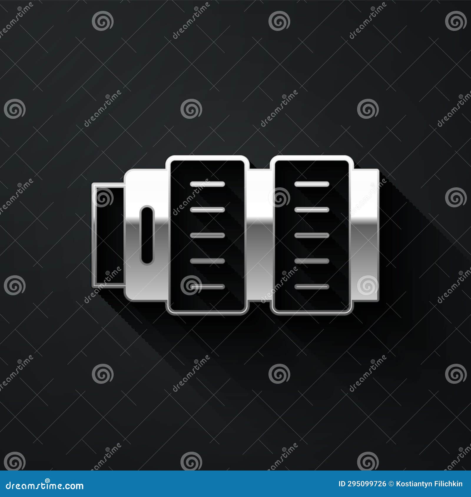 Silver Camera Photo Lens Icon Isolated on Black Background. Long Shadow ...