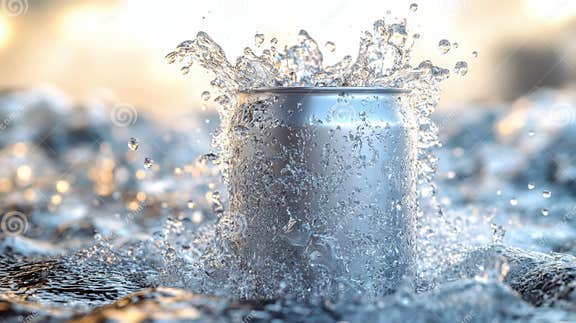 Silver Can Splashed with Water Generative AI Stock Illustration ...